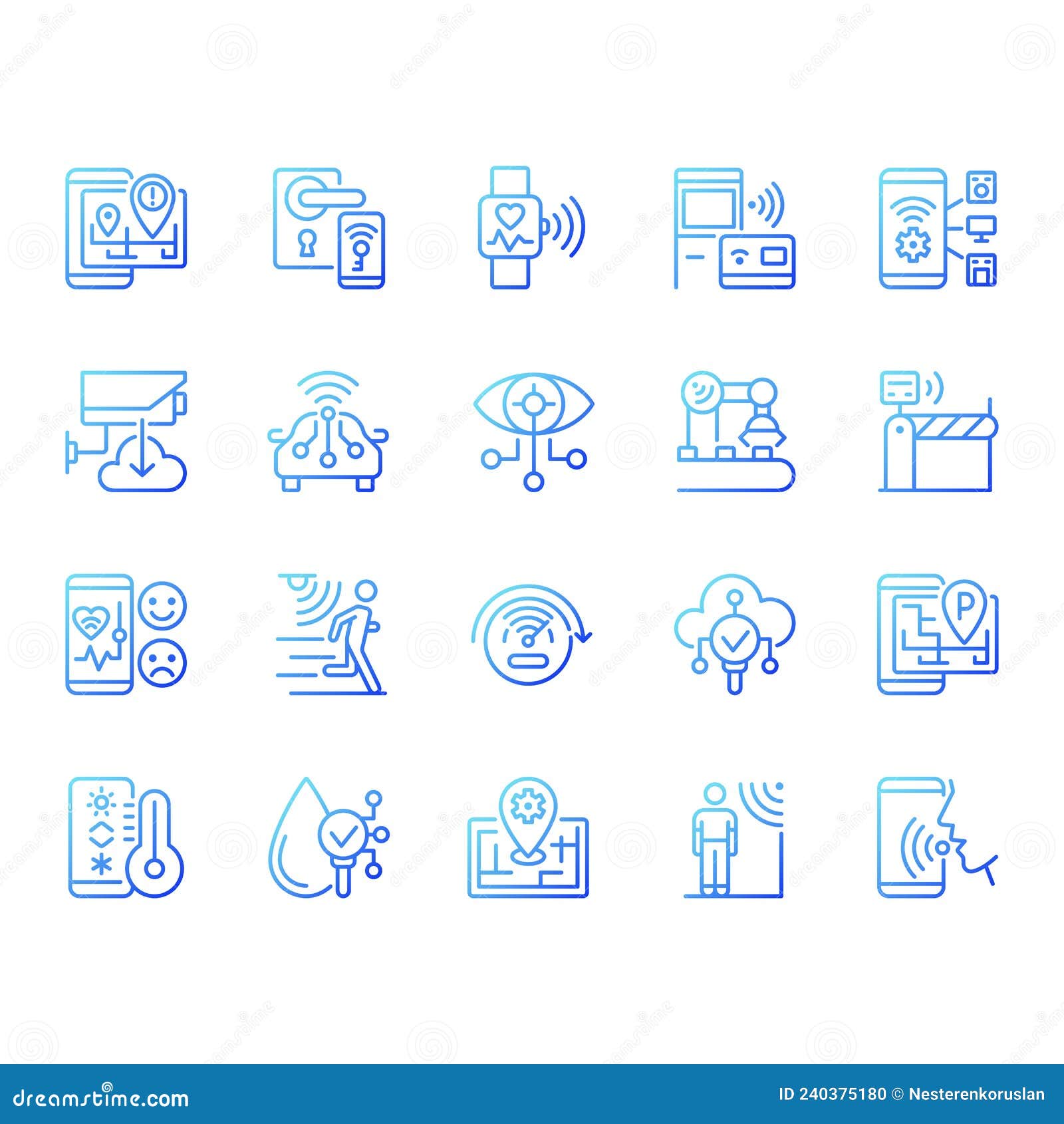 IoT Gradient Linear Vector Icons Set Stock Vector - Illustration of ...
