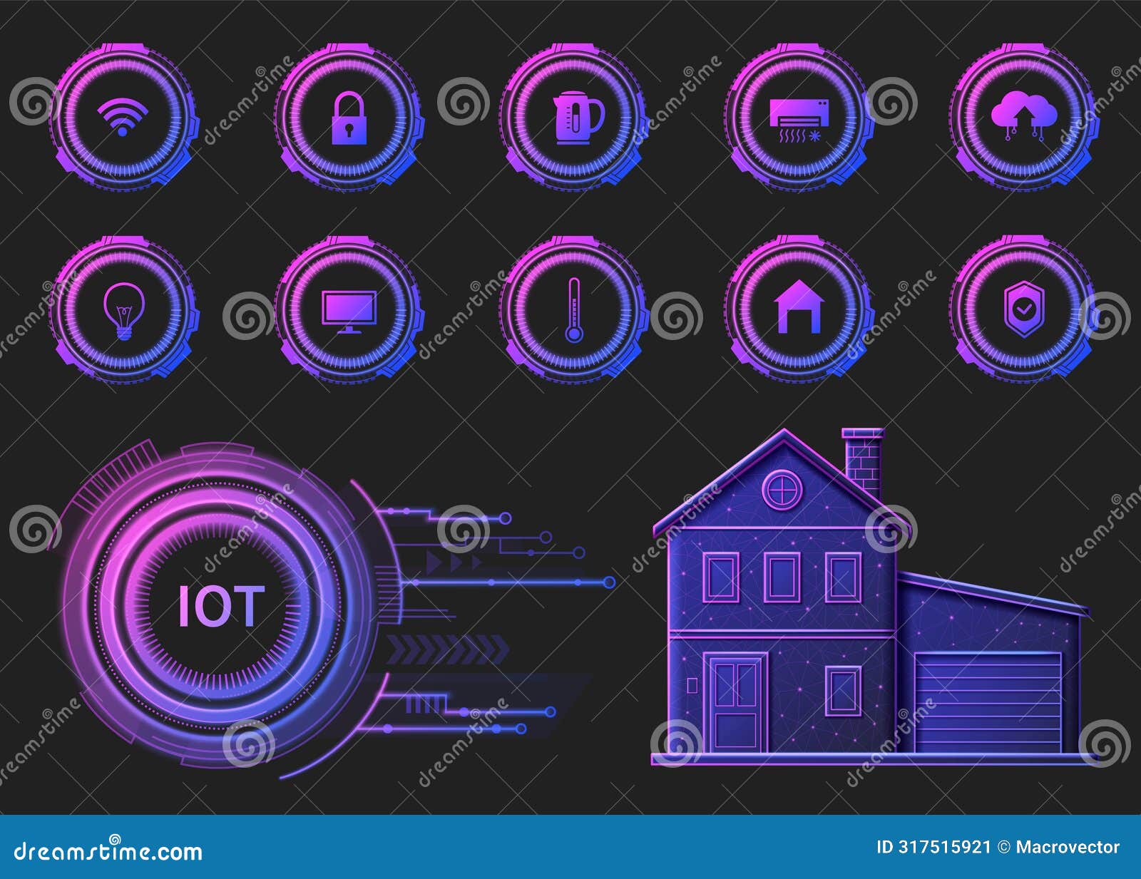 IoT Icons in Gradient Design Stock Illustration - Illustration of ...