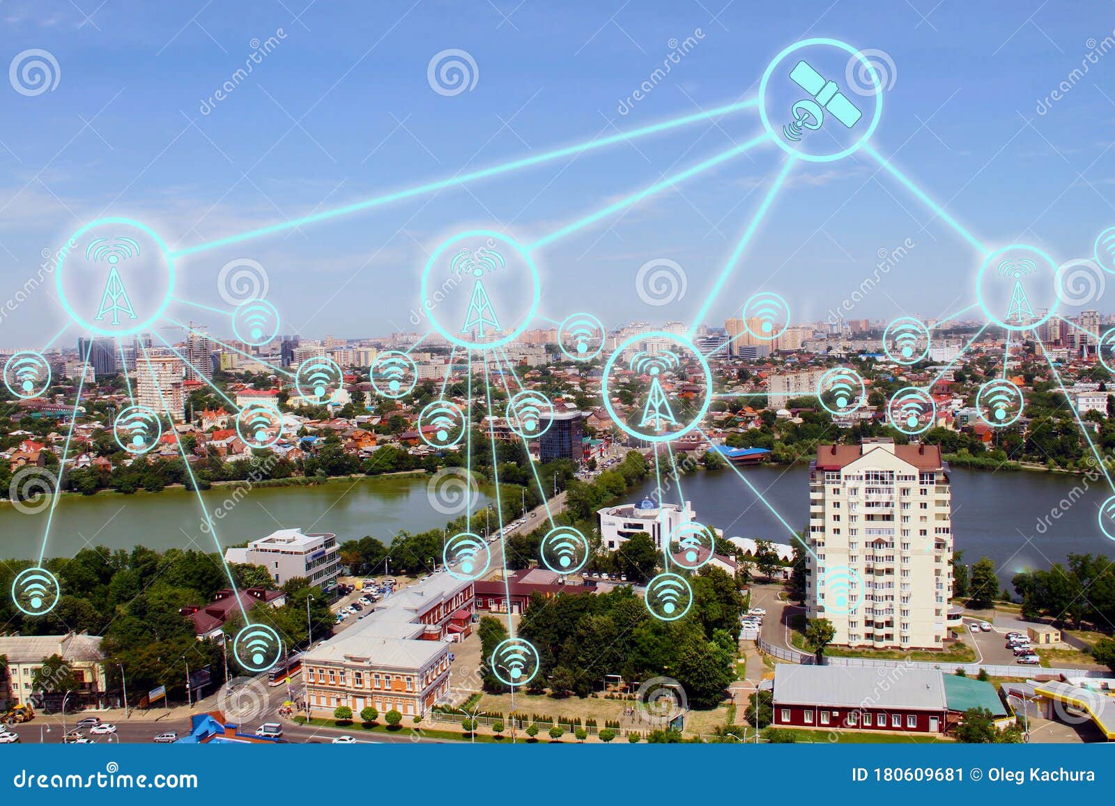 IOT, Internet Smart City and Network Connect Wi-Fi Access Points ...