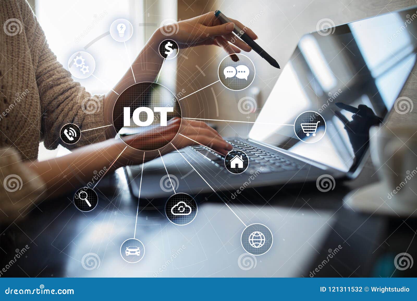 IOT. Internet of Thing Concept. Multichannel Online Communication ...