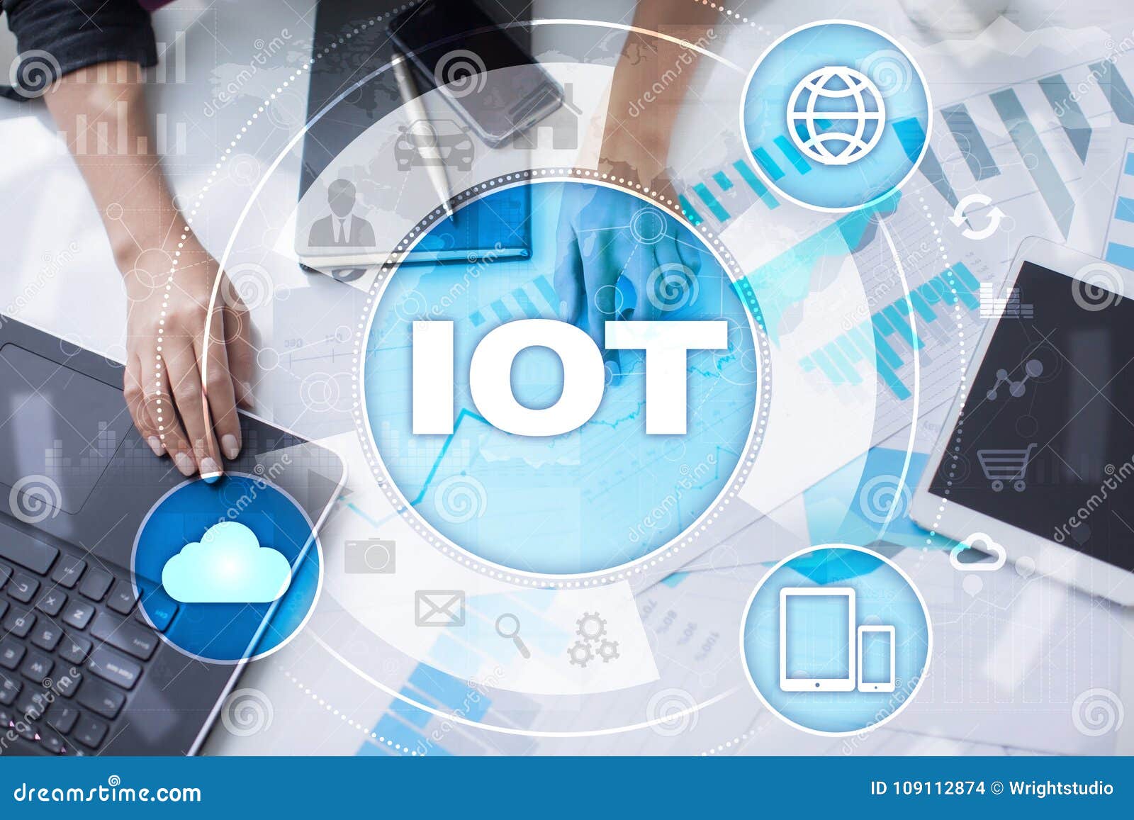 IOT. Internet of Thing Concept. Multichannel Online Communication ...