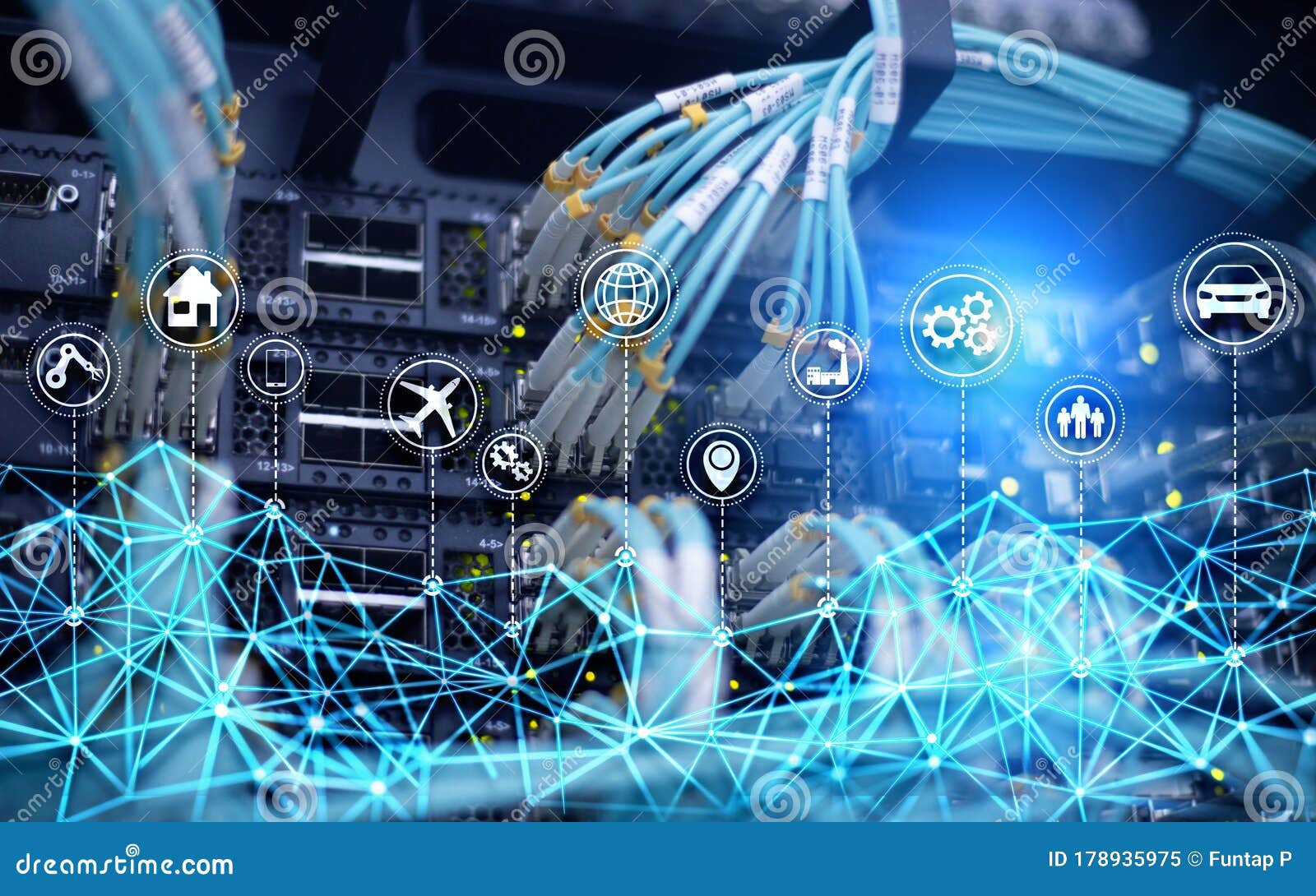 IOT Internet of Things Digital Technology Concept. Server Room ...