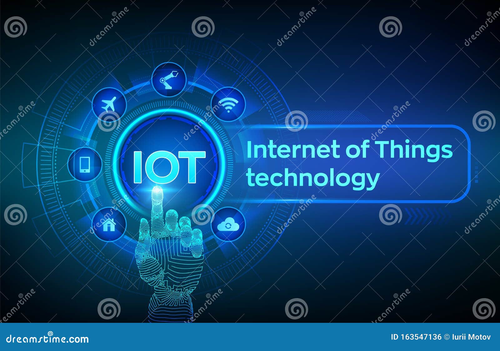 IOT. Internet of Things Technology Concept on Virtual Screen. Wireless ...