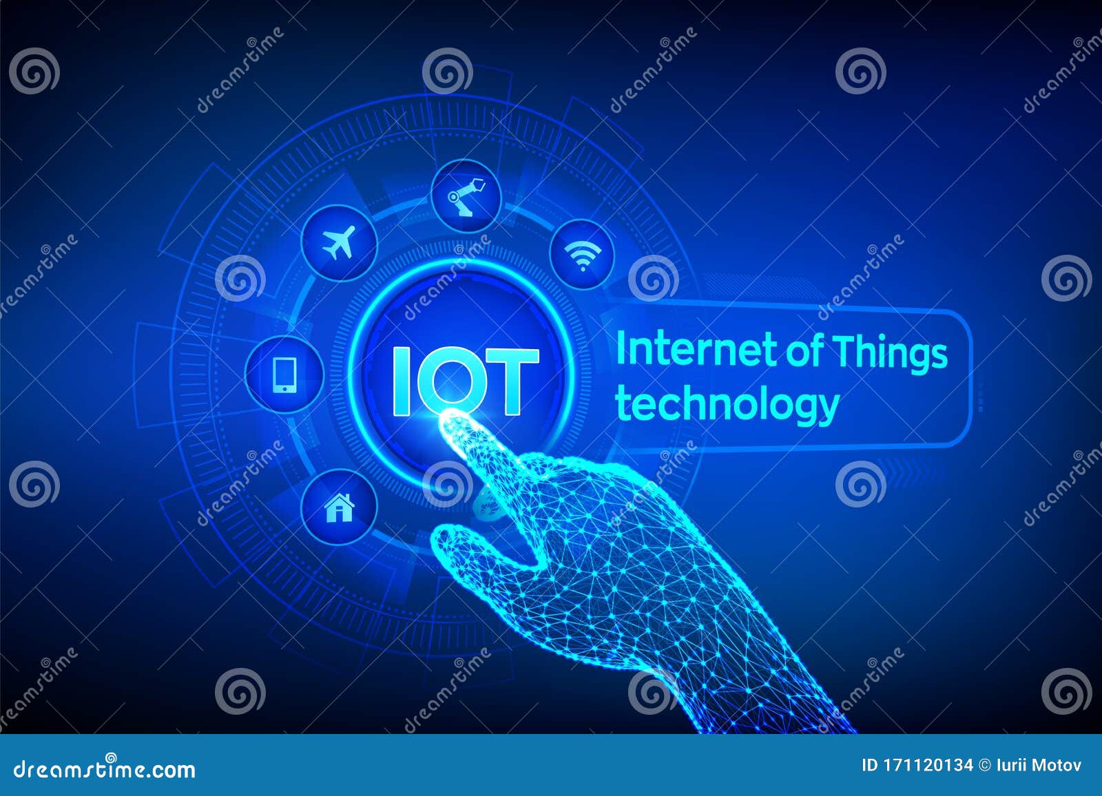 IOT. Internet of Things Technology Concept on Virtual Screen. Wireless ...