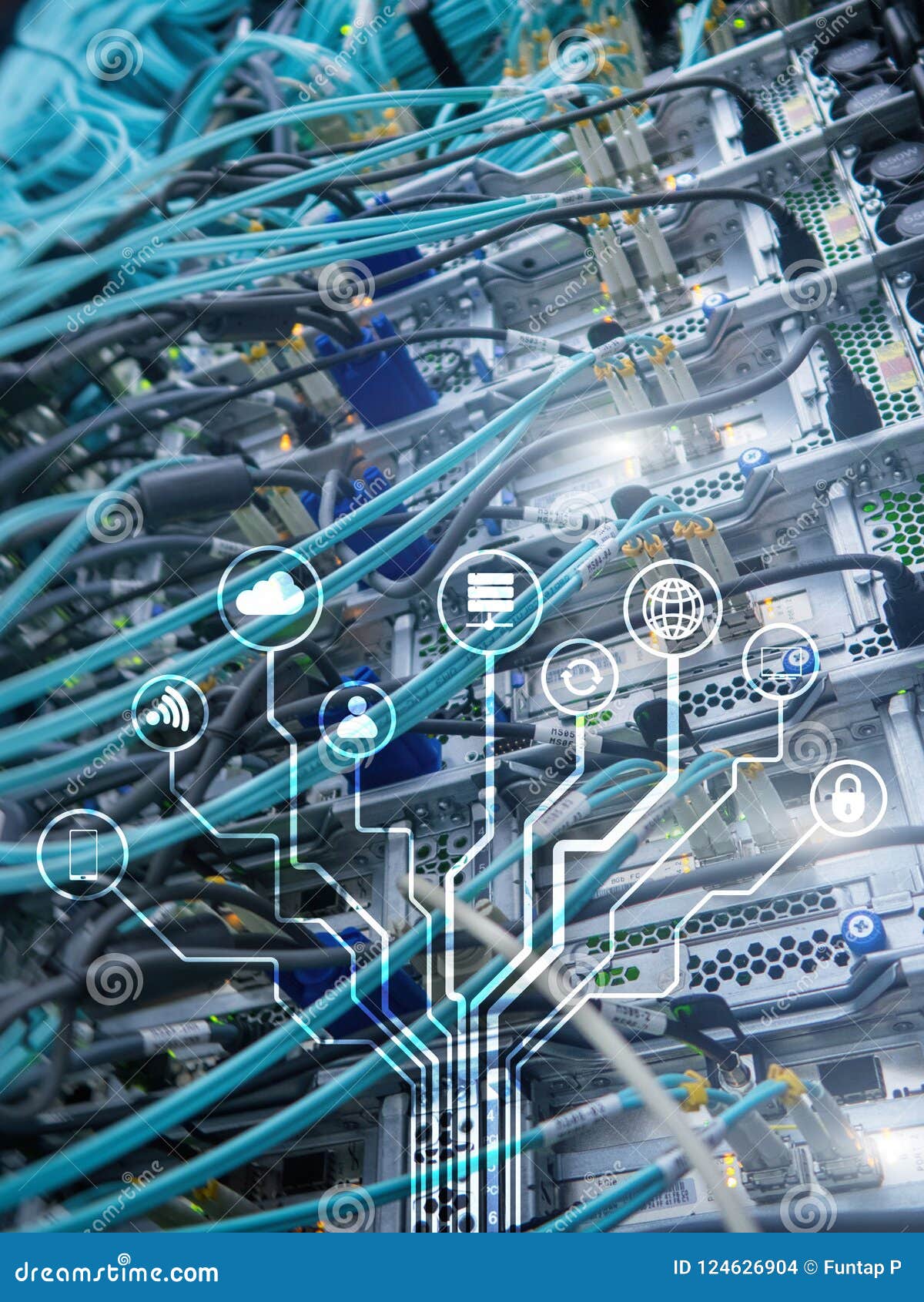Telecommunication Concept With Abstract Network Structure And Server ...