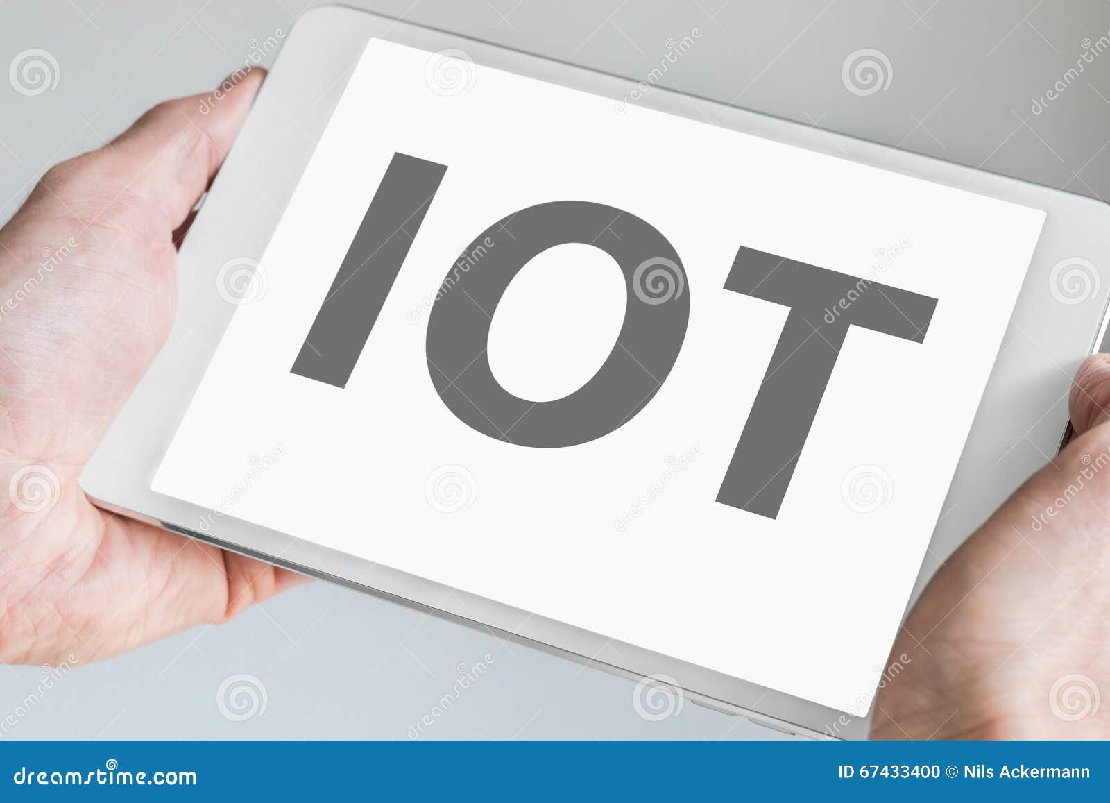 IOT (internet of Things) Text Displayed on Touchscreen of Modern Tablet ...