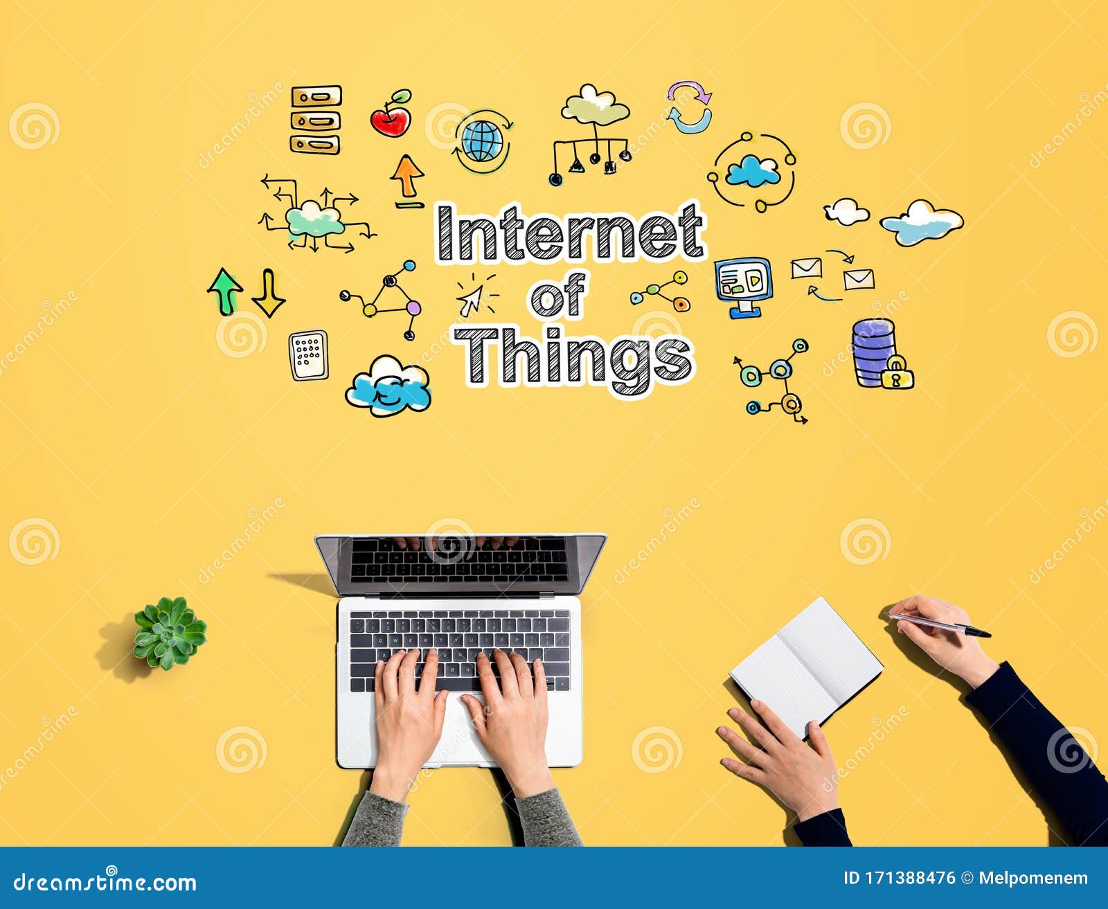 IoT with People Working Together Stock Illustration - Illustration of ...