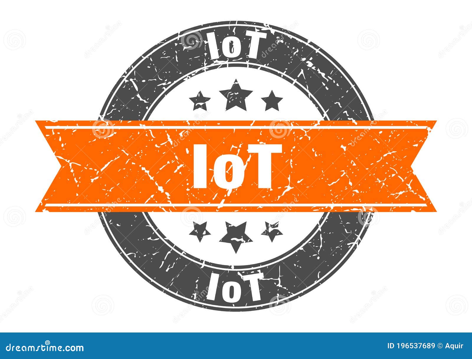 Iot Round Stamp with Ribbon. Label Sign Stock Vector - Illustration of ...