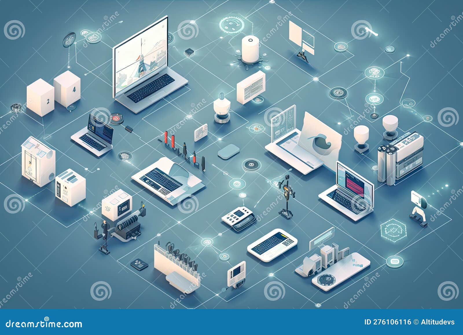 Iot Sensor Network, with Multiple Devices Collecting and Sharing Data ...