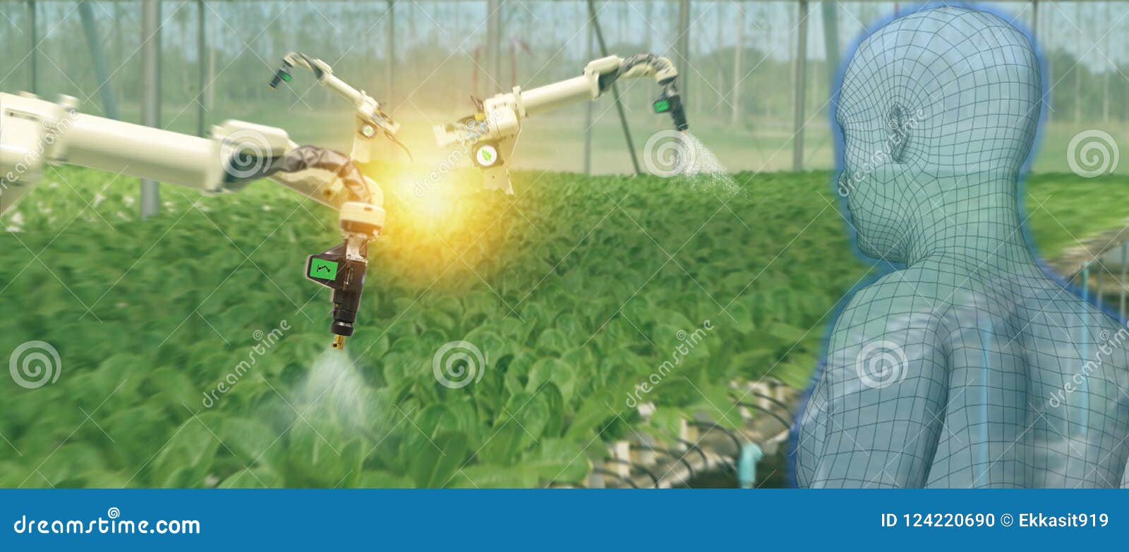 Iot Smart Industry Robot 4.0 Agriculture Concept,industrial Agronomist ...
