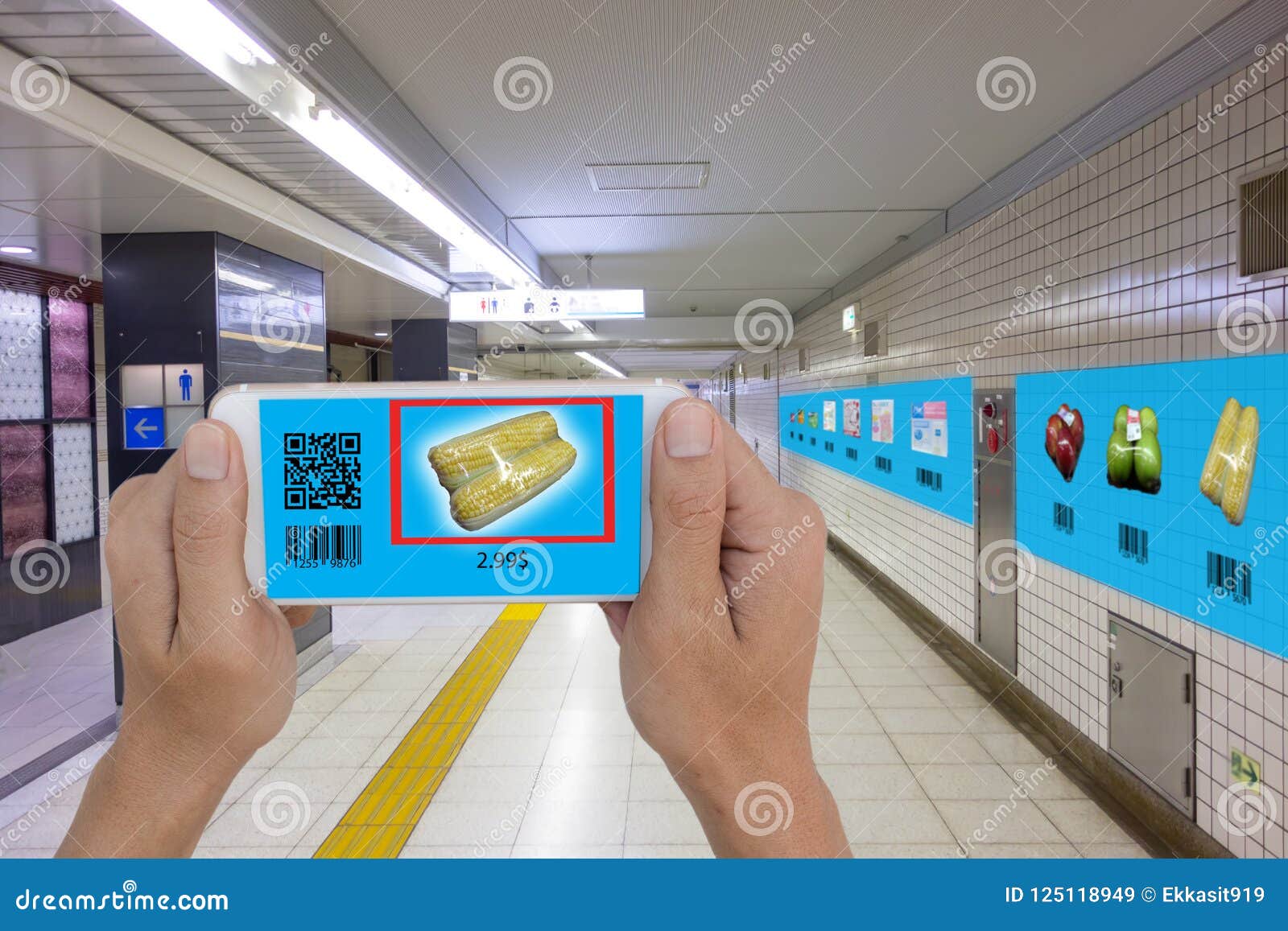 Iot Smart Retail Futuristic Technology Concept, Man Use Smart Phone To ...