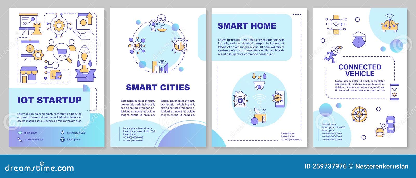 IoT Startup Blue Brochure Template Stock Vector - Illustration of book, line: 259737976
