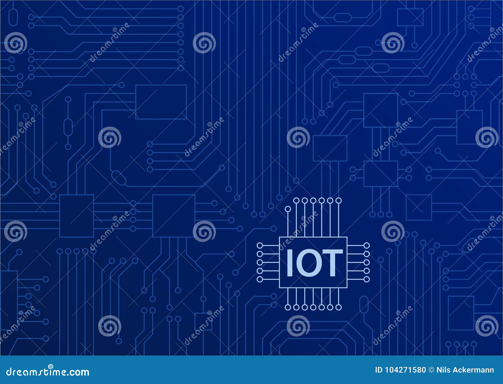 IOT Text Displayed on Circuit Board with Blue Background. Internet of ...
