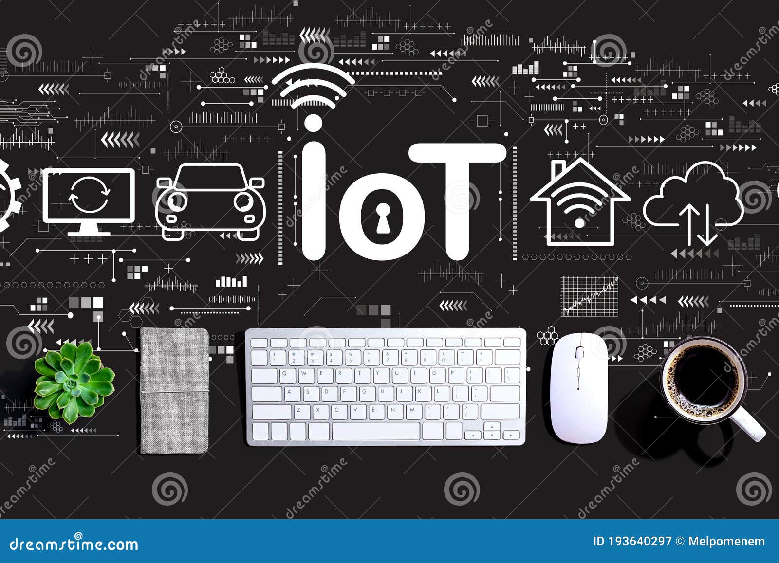 IoT Theme with a Computer Keyboard Stock Image - Image of cloud ...