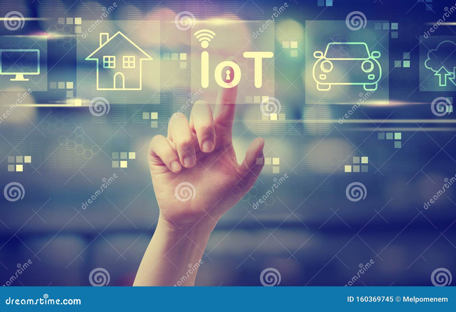 IoT Theme with Hand Pressing a Button Stock Image - Image of hand ...