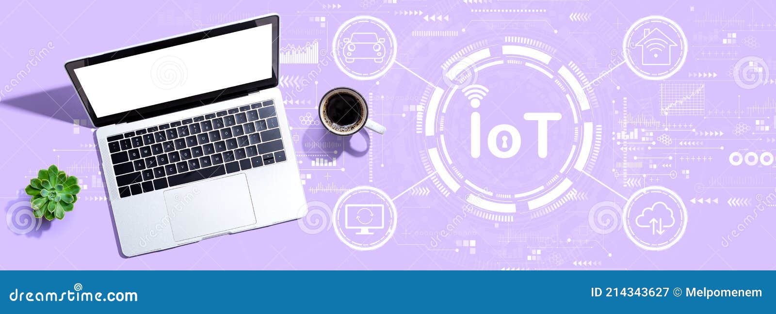 IoT Theme with a Laptop Computer Stock Image - Image of connection ...