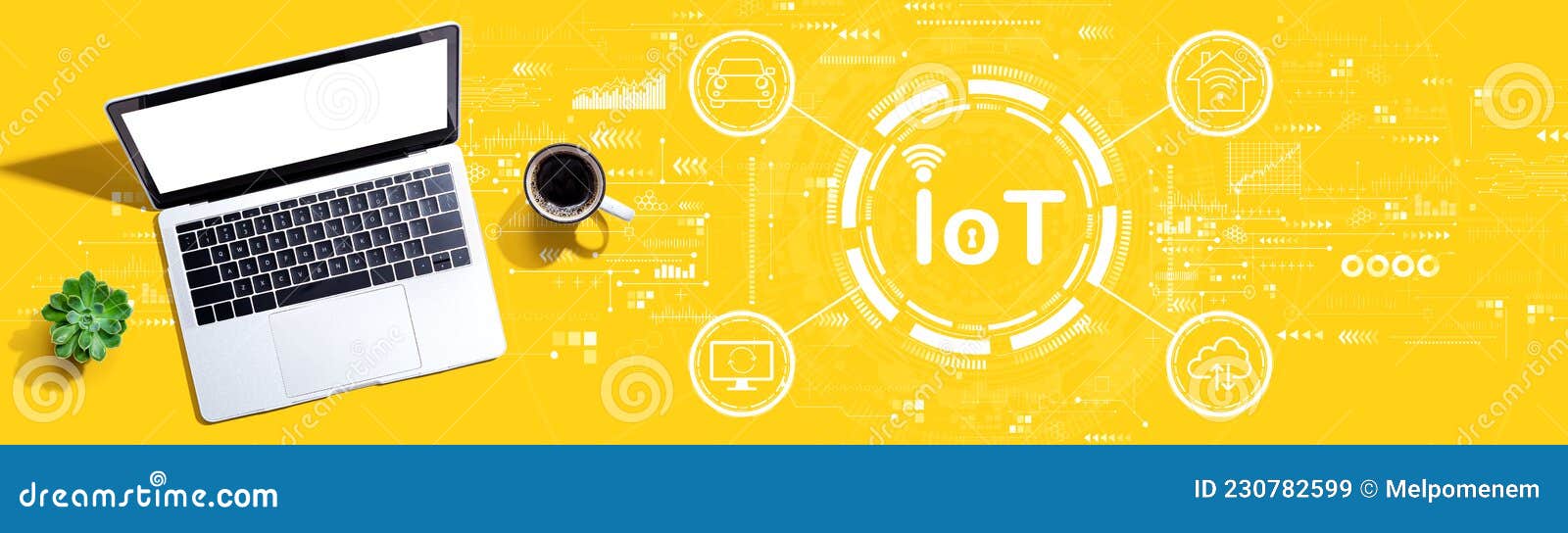 IoT Theme with a Laptop Computer Stock Image - Image of view, flatlay ...
