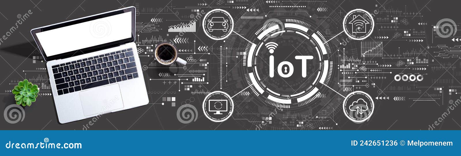 IoT Theme with a Laptop Computer Stock Photo - Image of safety, icon ...