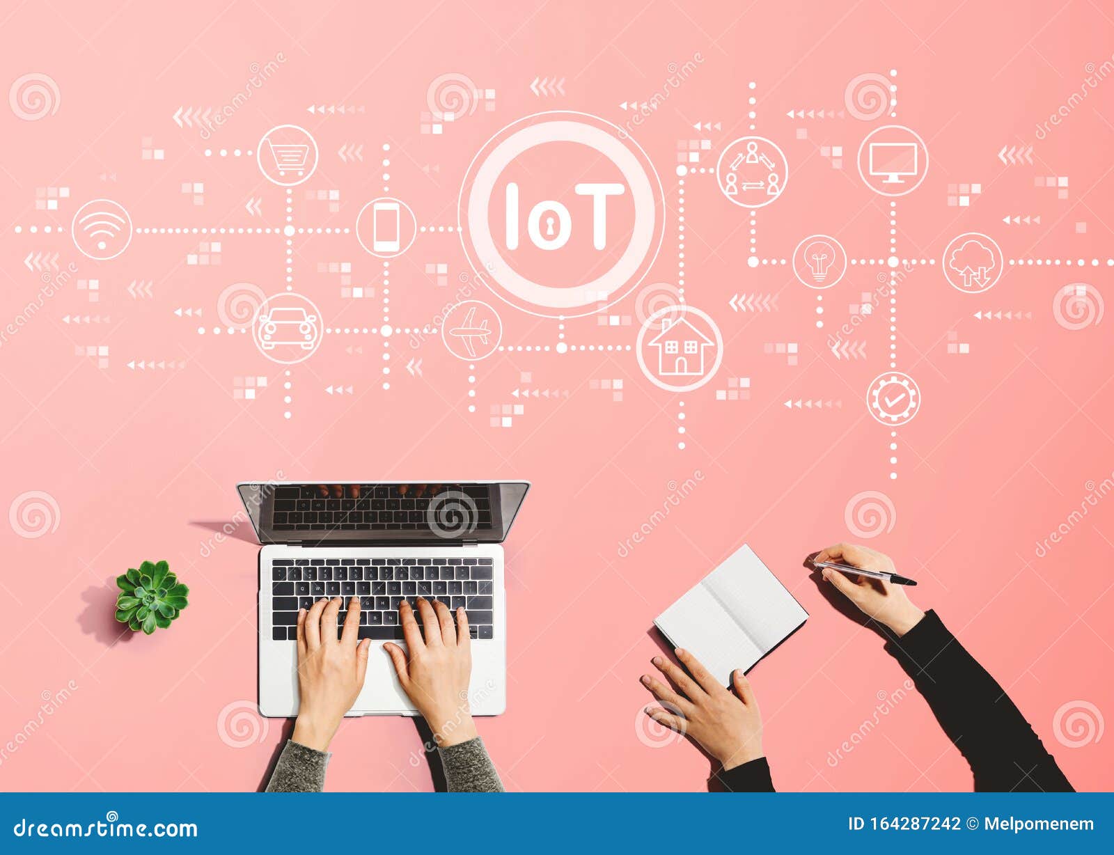 IoT Theme with People Working Together Stock Photo - Image of digital ...