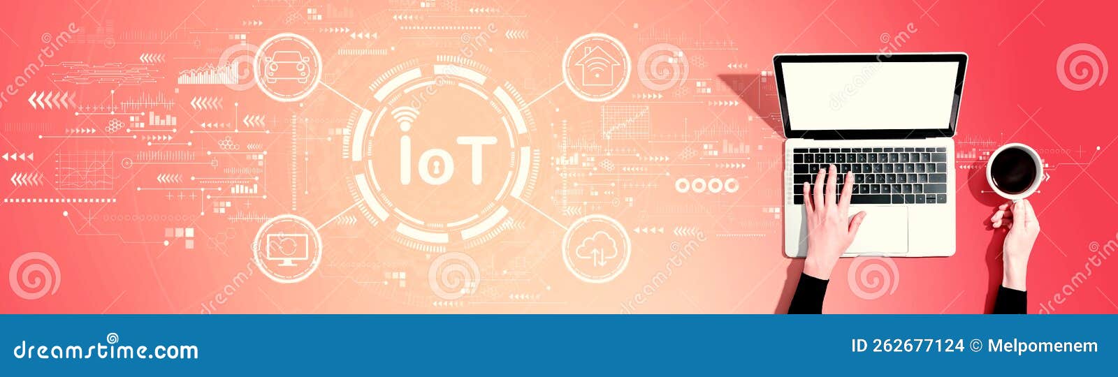 IoT Theme with Person Using a Laptop Stock Photo - Image of safety ...
