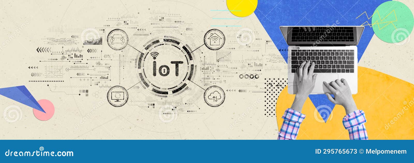 IoT Theme with Person Using a Laptop Computer Stock Image - Image of ...