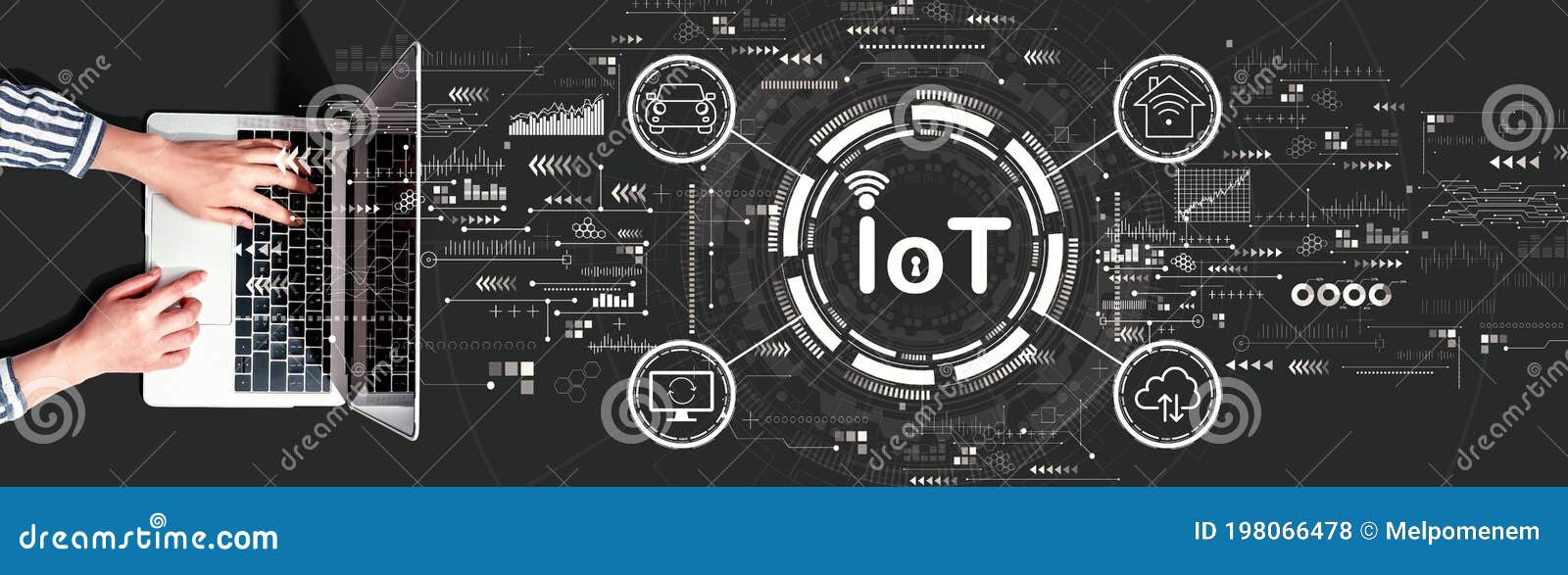 IoT Theme with Person Using a Laptop Stock Photo - Image of computer ...