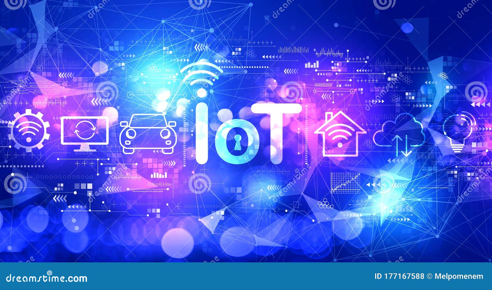 IoT Theme with Technology Light Background Stock Illustration ...