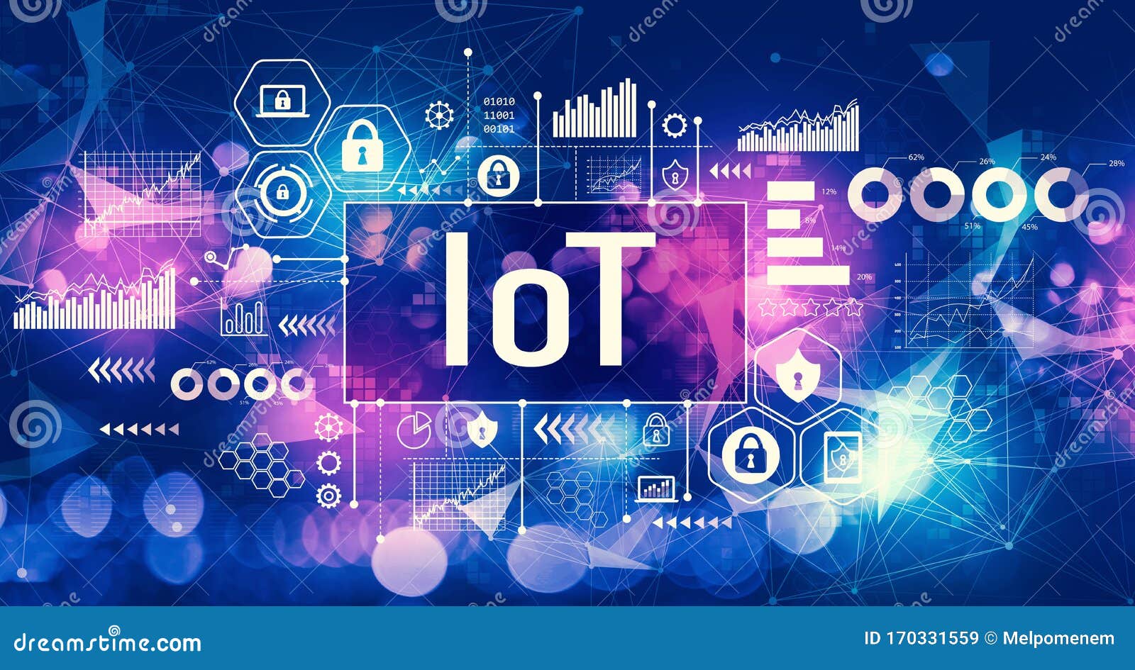 IoT Theme with Technology Light Background Stock Illustration ...