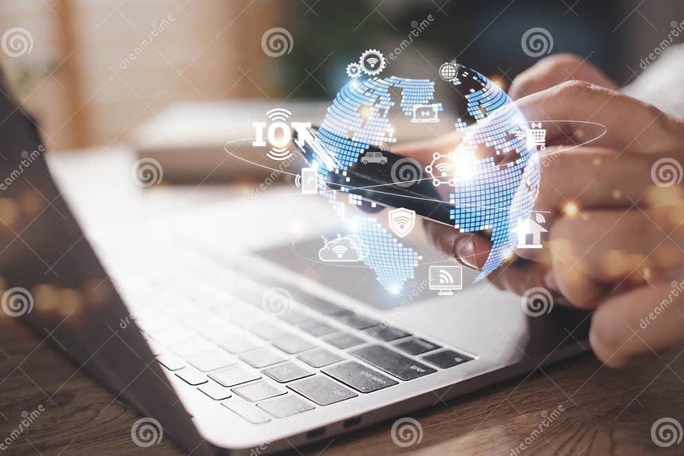 IOT Virtual Screen Interface. Internet of Things or IOT Technology ...