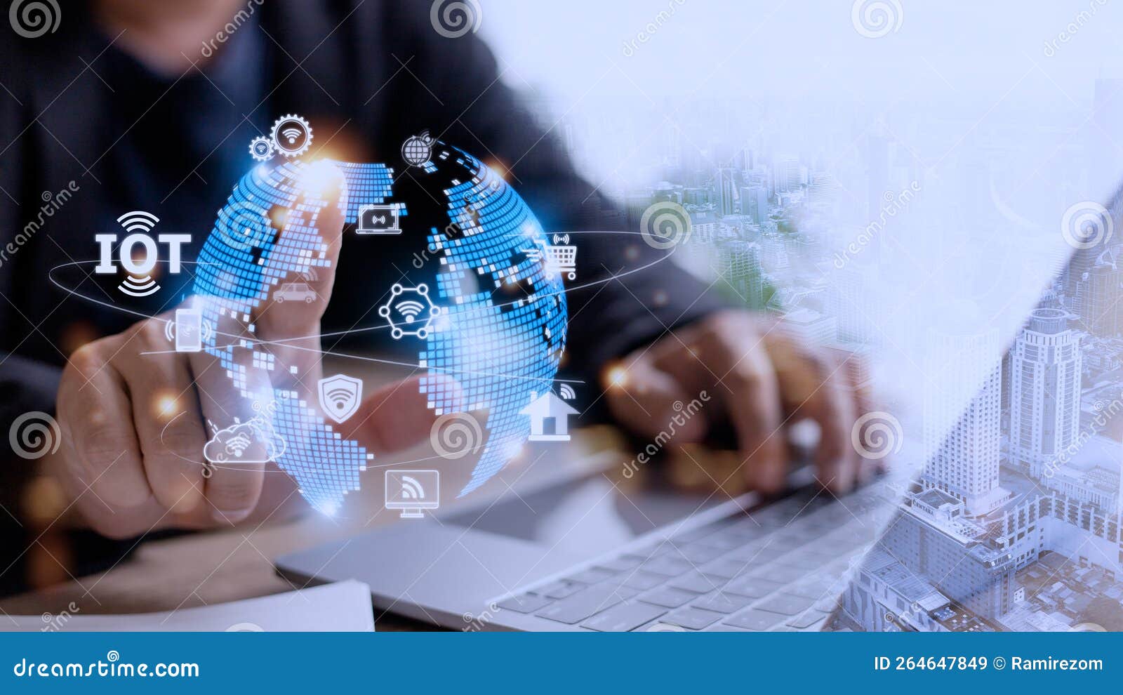 IOT Virtual Screen Interface. Internet of Things or IOT Technology ...