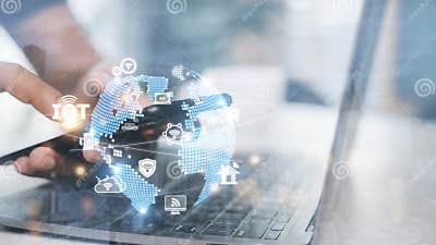 IOT Virtual Screen Interface. Internet of Things or IOT Technology ...