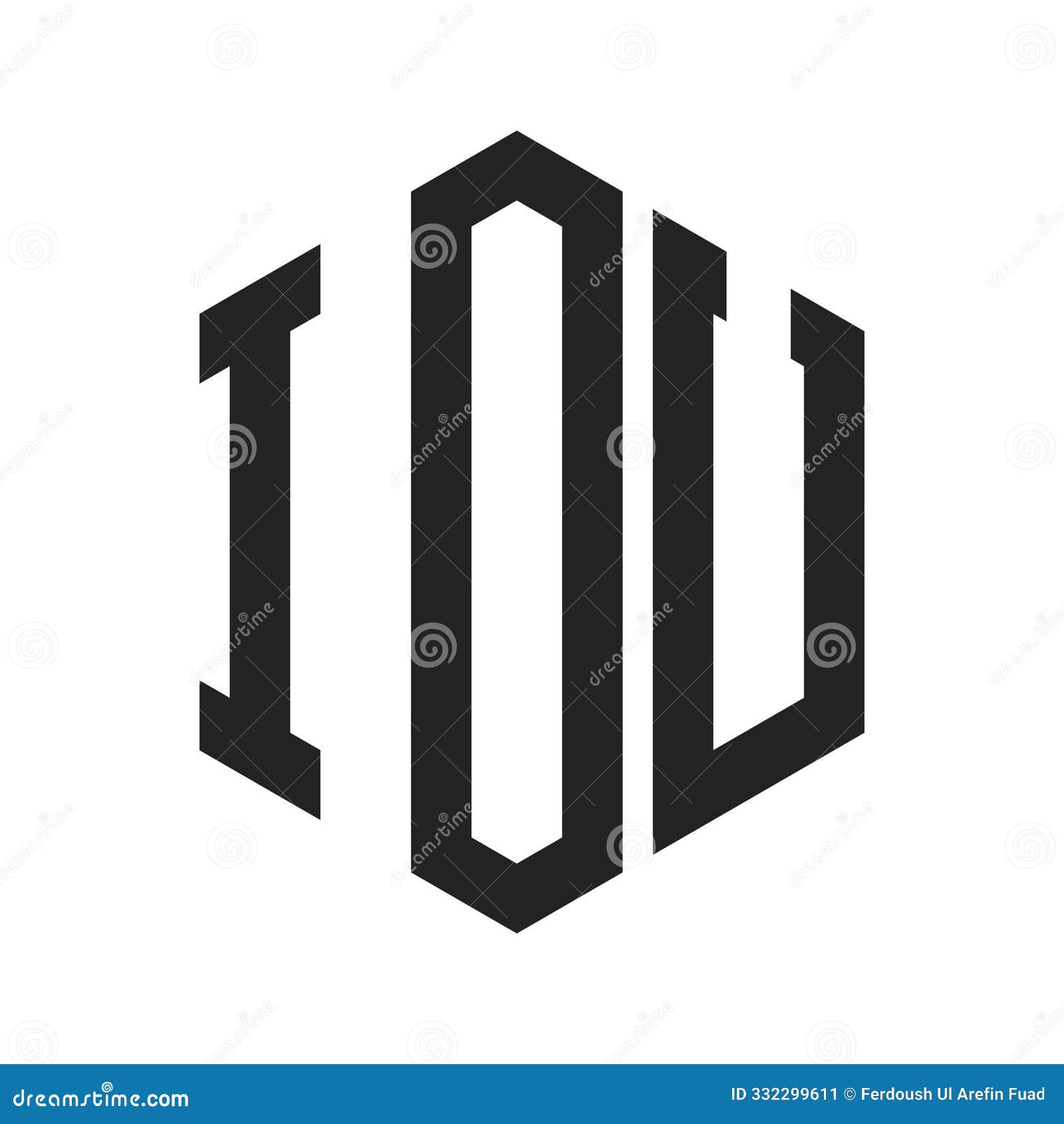 IOU Logo Design. Initial Letter IOU Monogram Logo Using Hexagon Shape ...