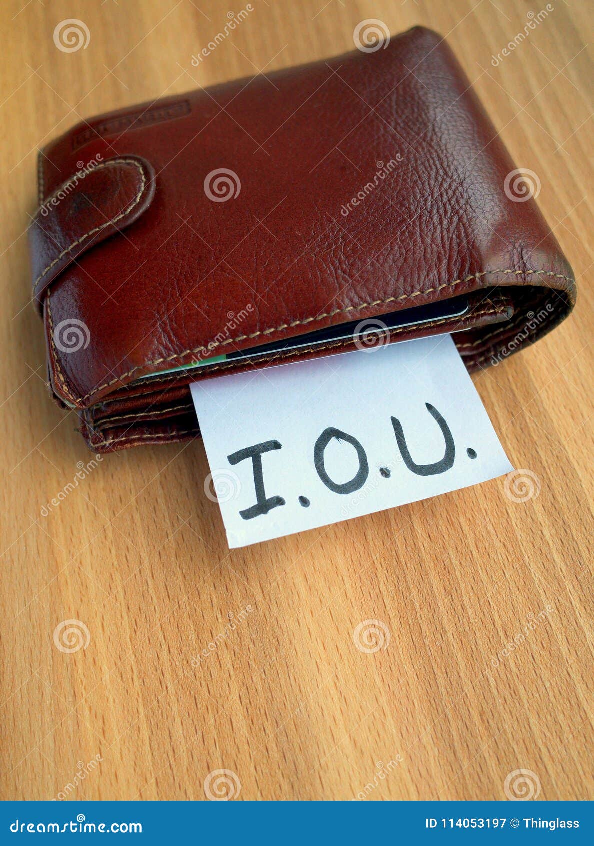 IOU Note Stuffed into a Money Wallet Stock Image - Image of poor ...