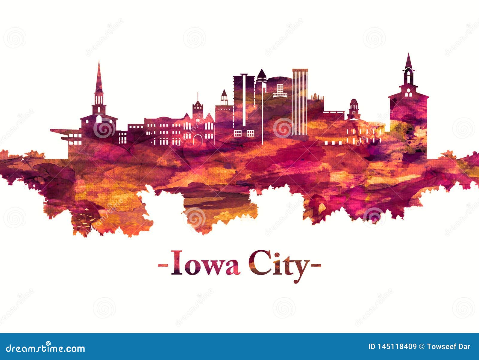 Iowa City USA Skyline And Landmarks Silhouette Vector Illustration ...