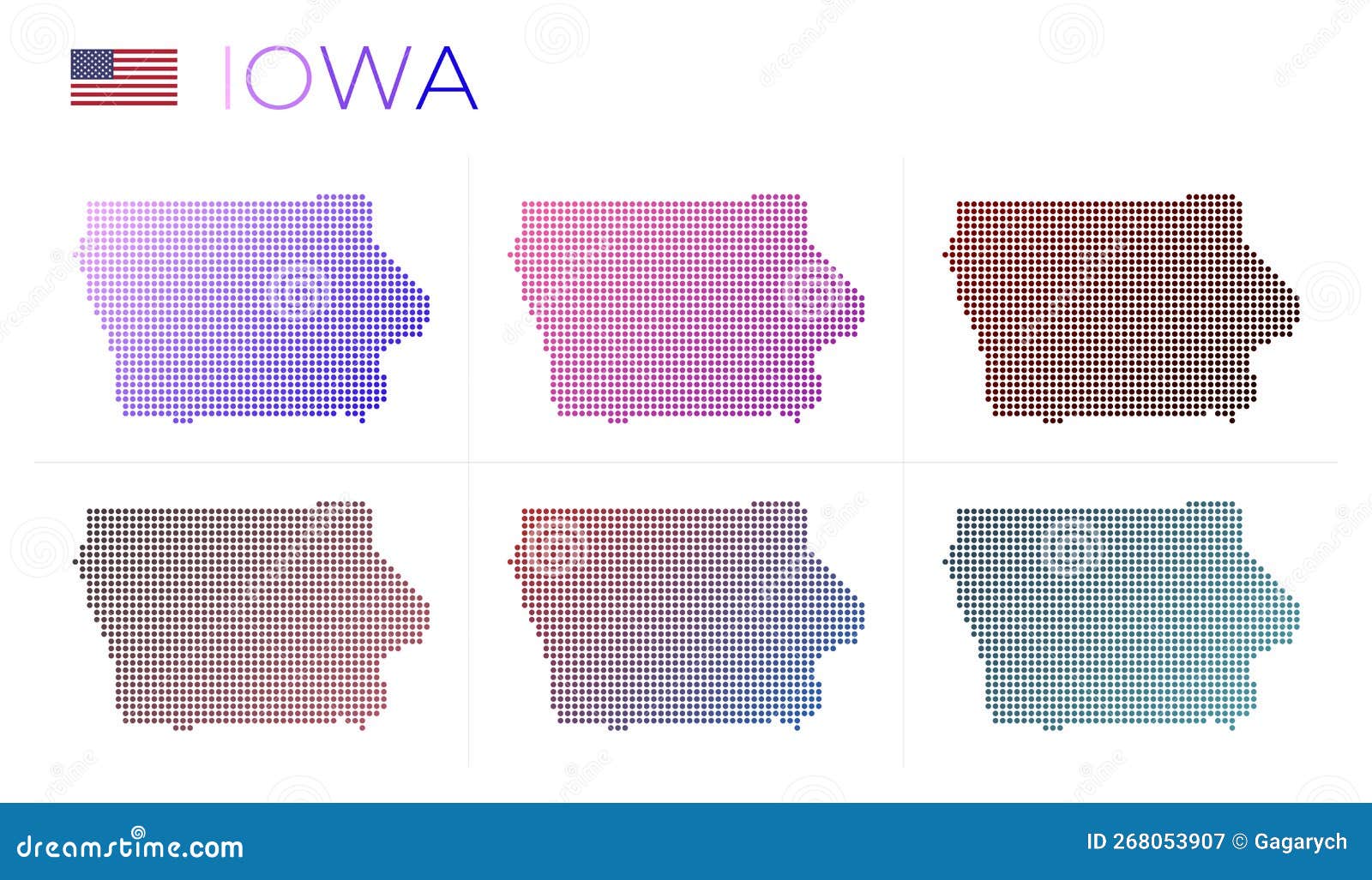 Iowa dotted map set. stock vector. Illustration of modern - 268053907
