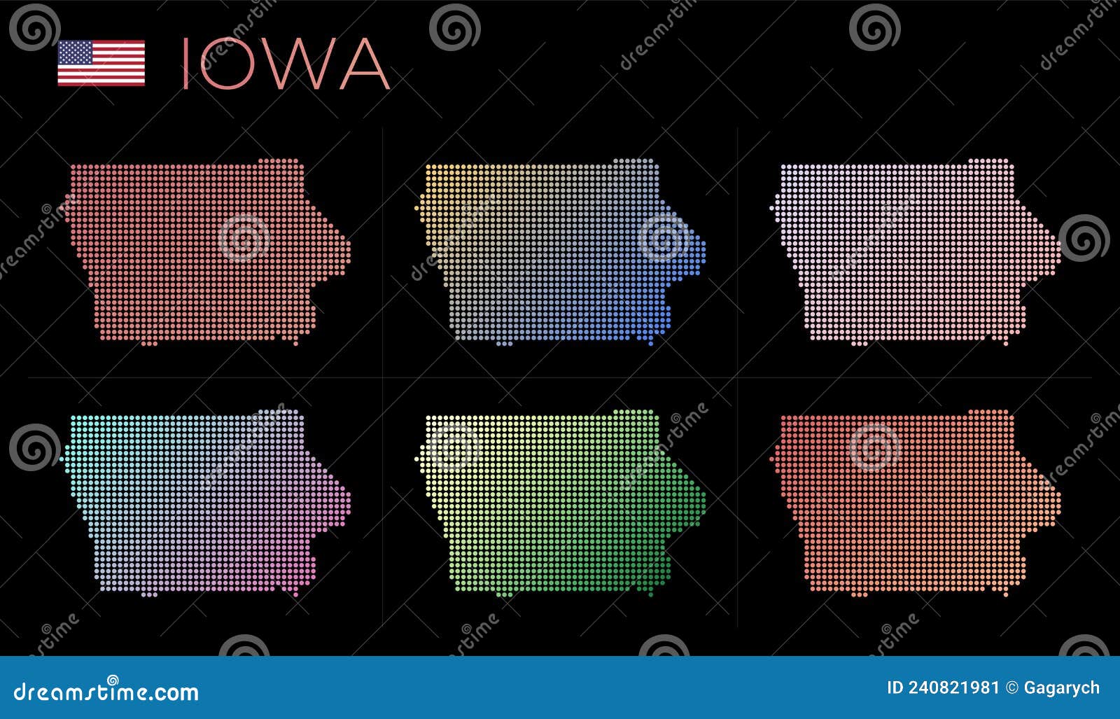 Iowa dotted map set. stock vector. Illustration of geography - 240821981