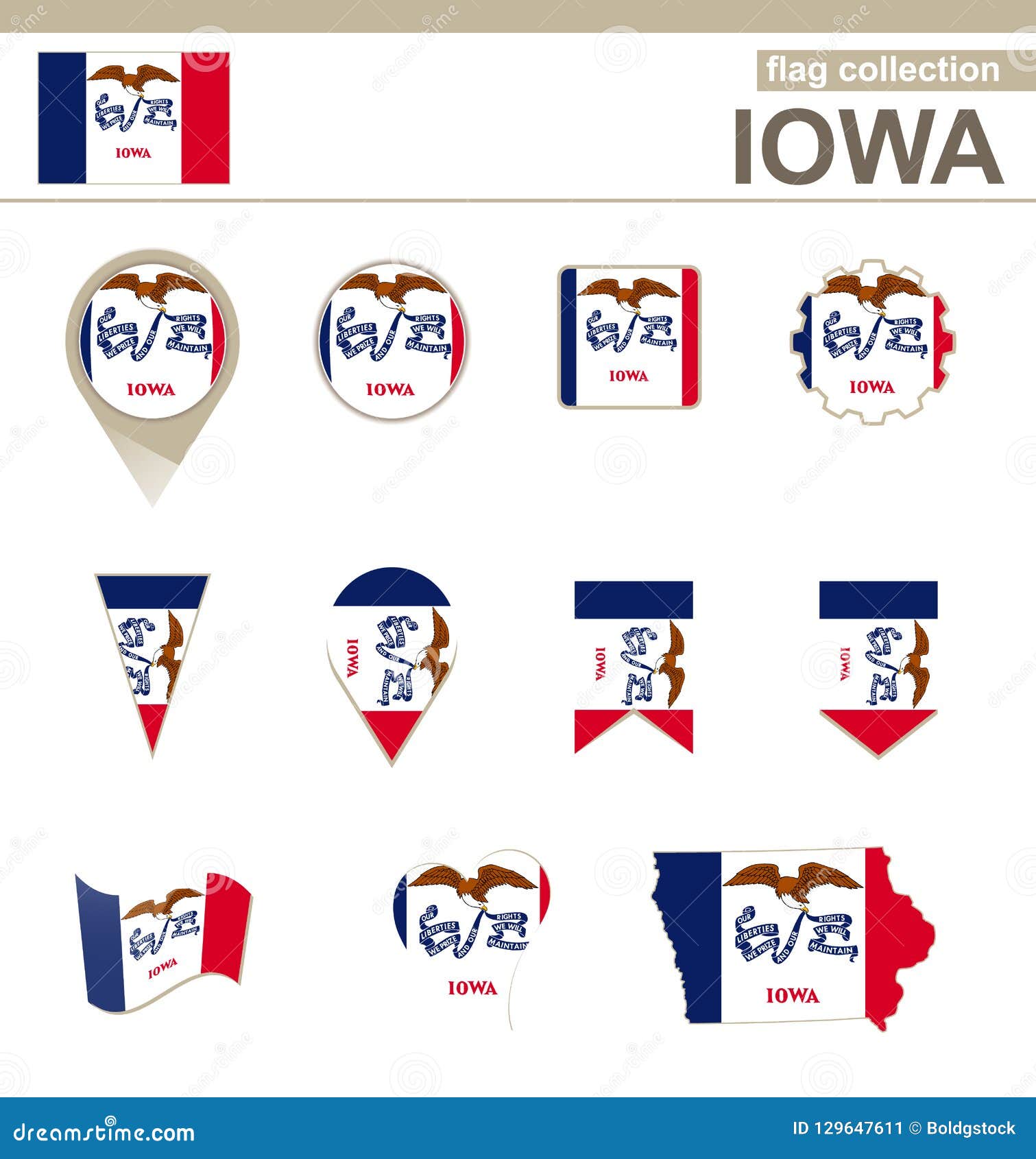 Iowa Flag Collection stock vector. Illustration of national - 129647611