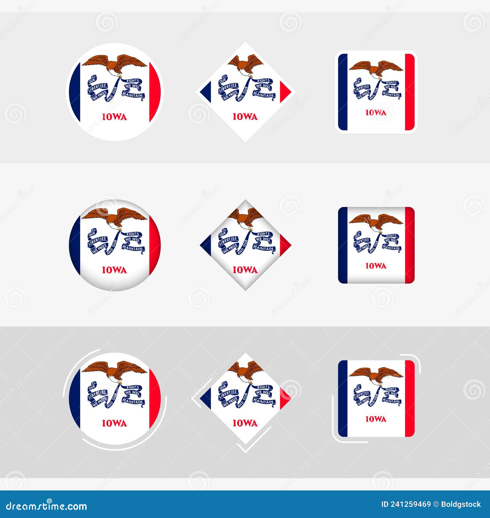 Iowa Flag Icons Set, Vector Flag of Iowa Stock Vector - Illustration of ...