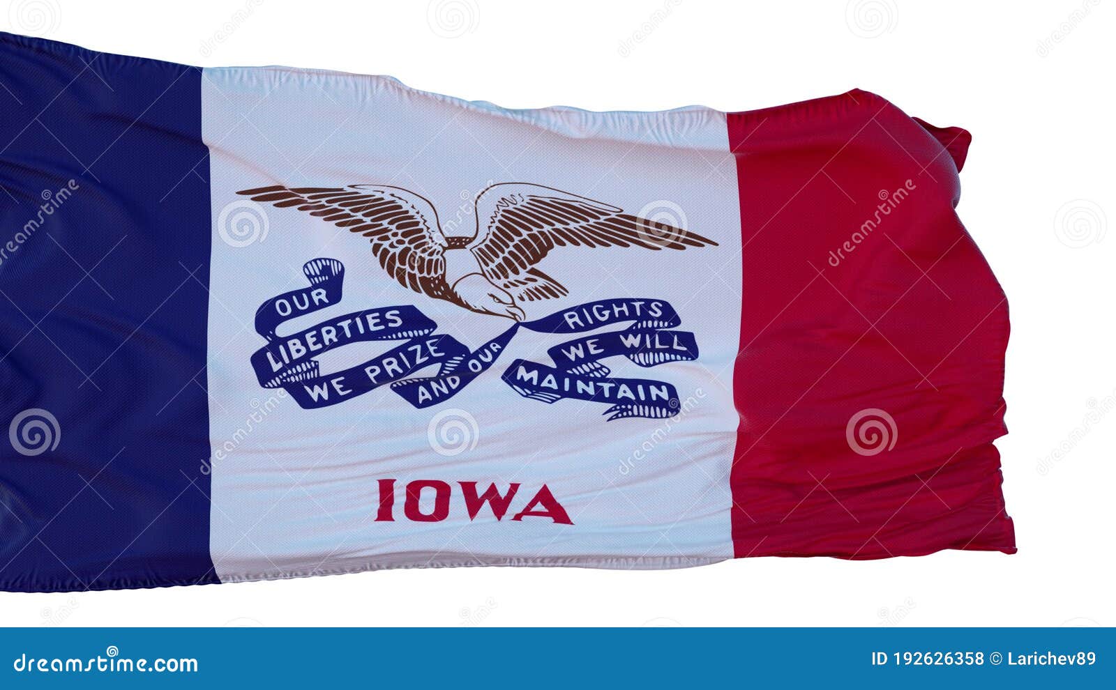 Iowa Flag Waving On Wind On Green Screen Or Chroma Key Background. 3d ...