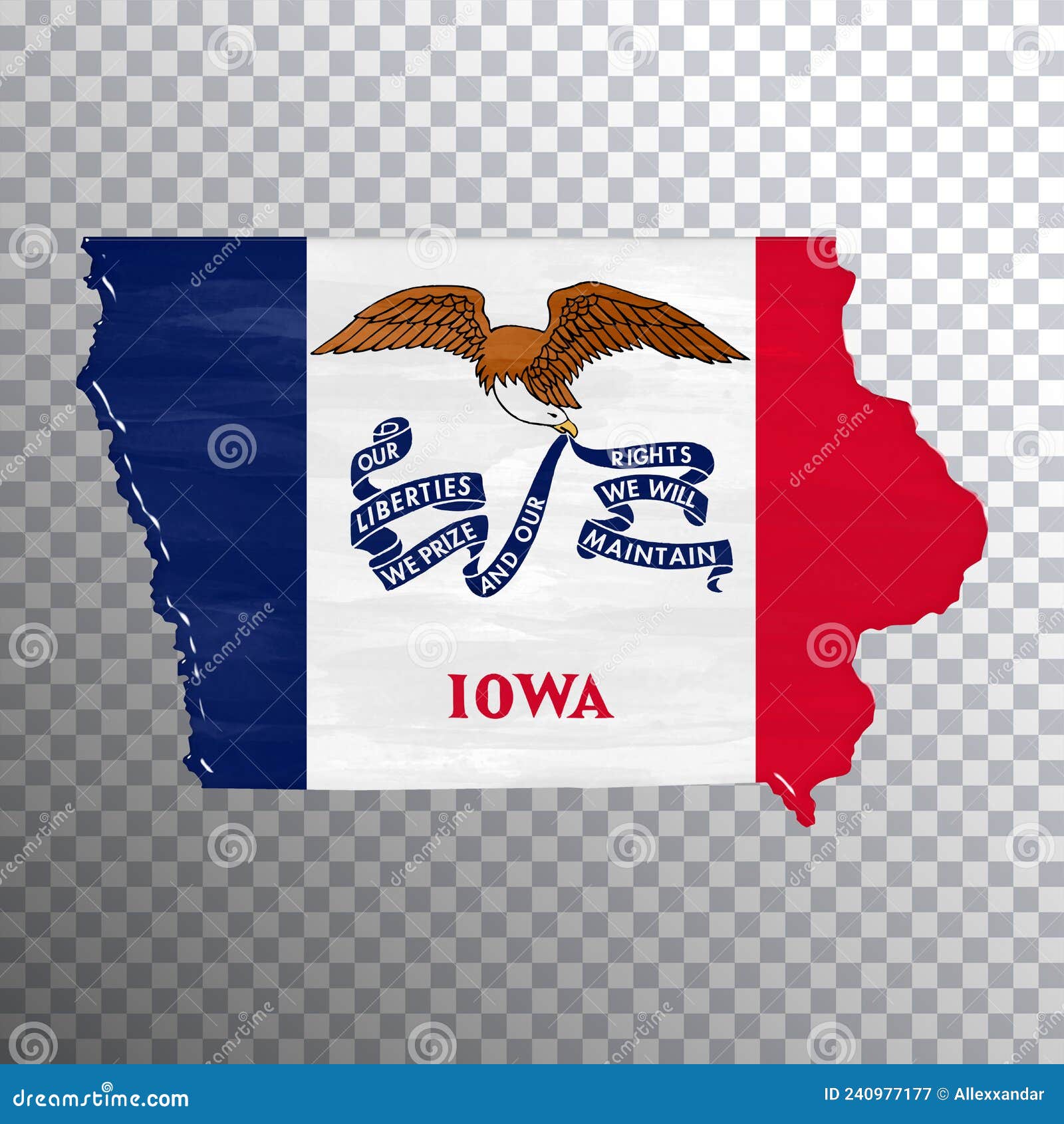 Iowa Flag and Map, Transparent Background Stock Illustration ...