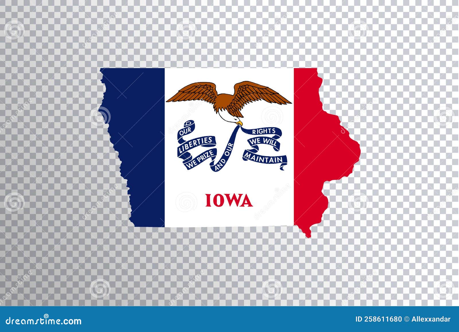 Iowa Flag on Map, Transparent Background Stock Illustration ...