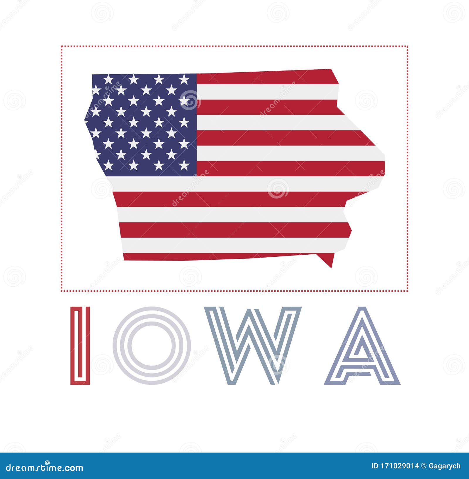 Iowa Logo. Map of Iowa with Us State Name and. Stock Vector ...