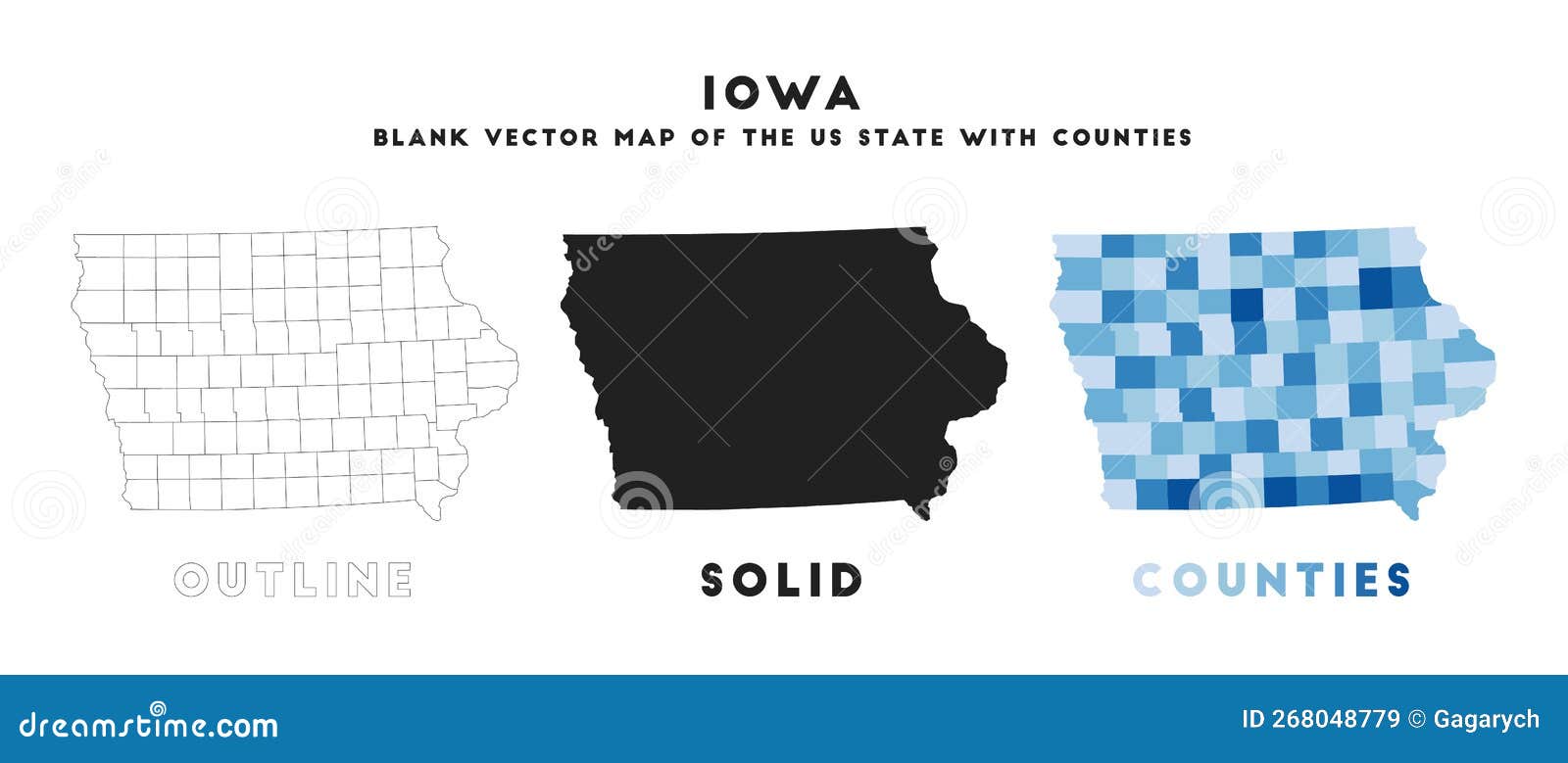 Iowa map. stock vector. Illustration of democratic, border - 268048779