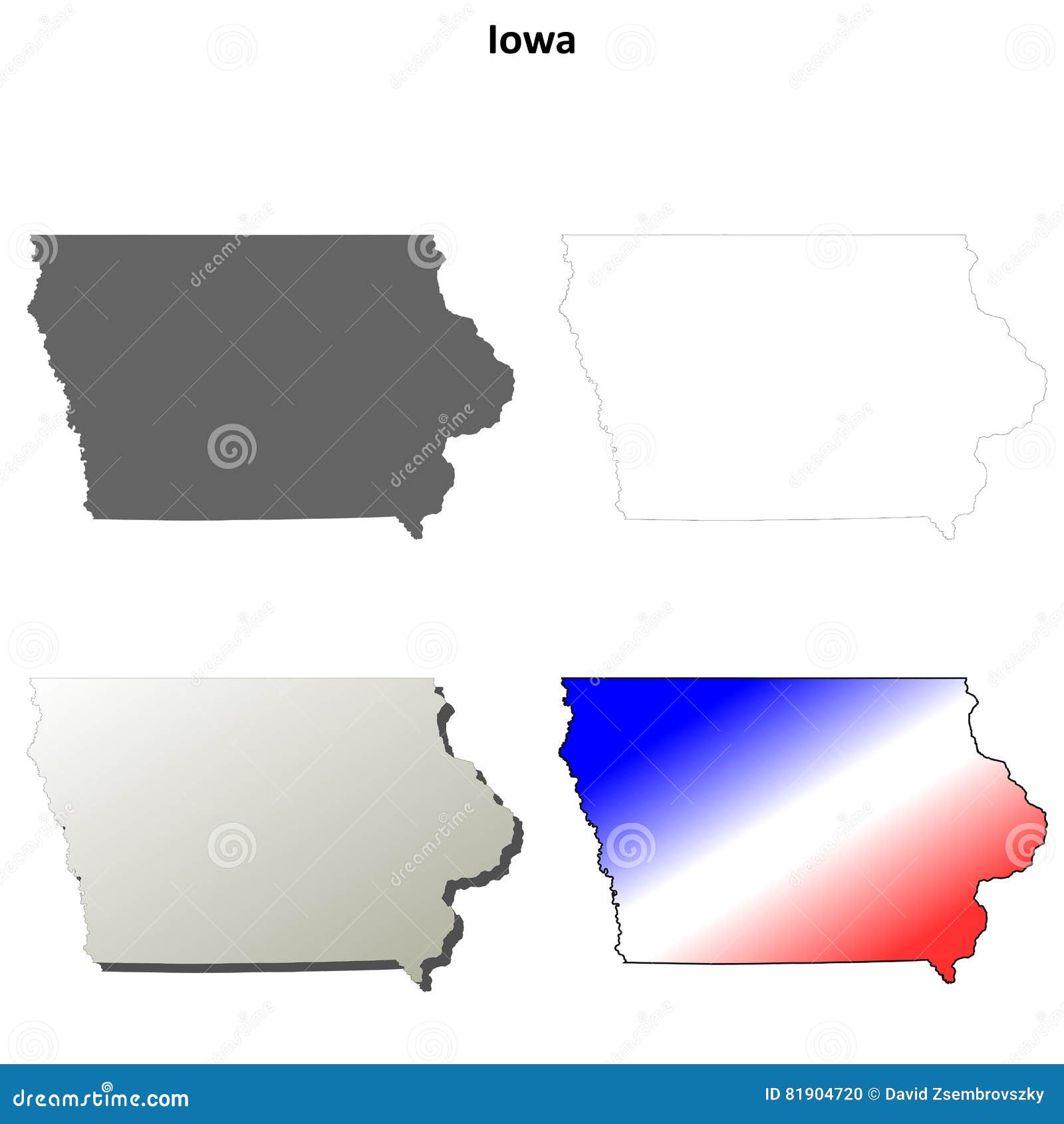 Iowa Outline Map State Shape USA America Borders Vector Illustration ...