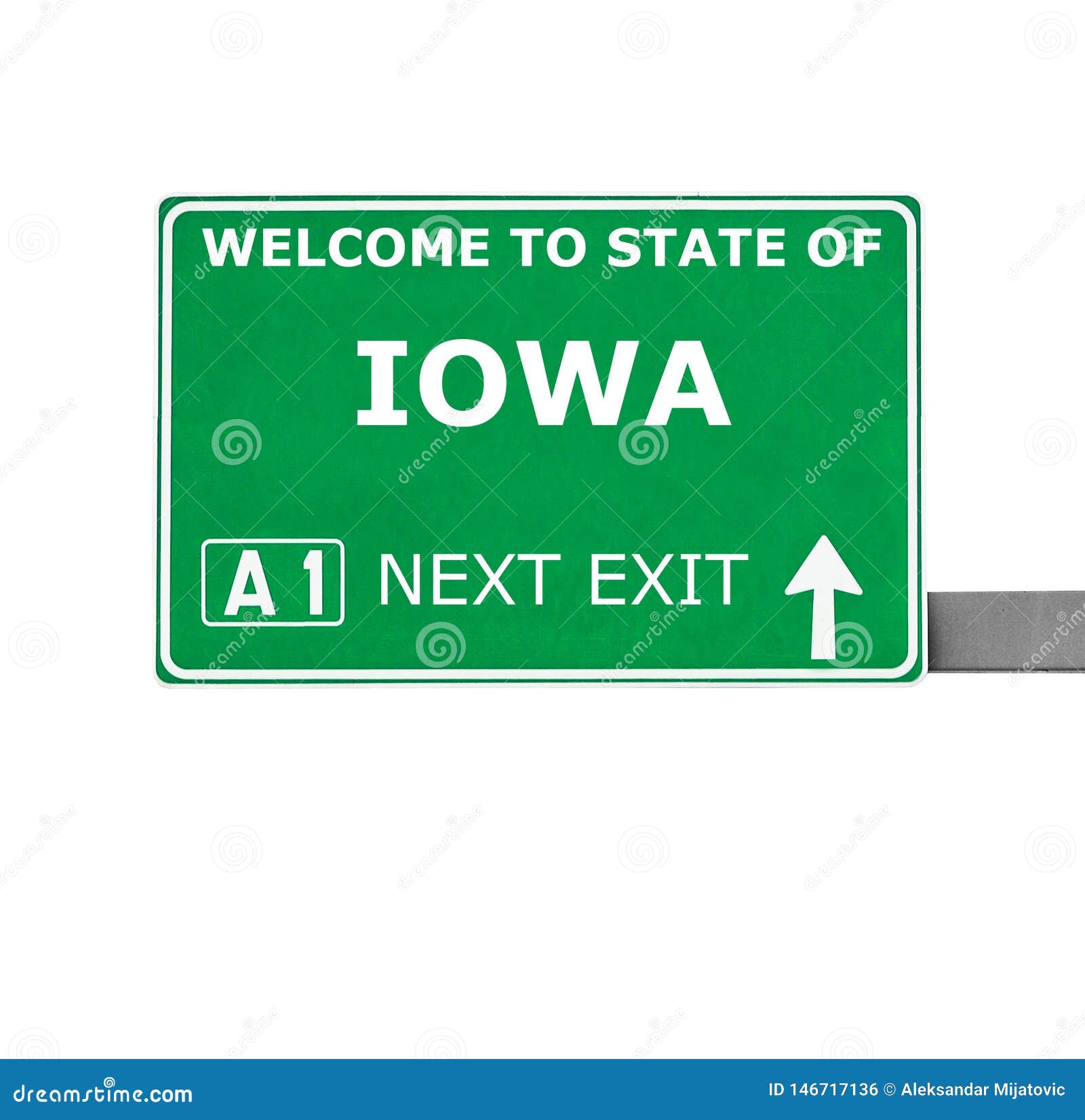 IOWA Road Sign Isolated on White Stock Photo - Image of holiday ...