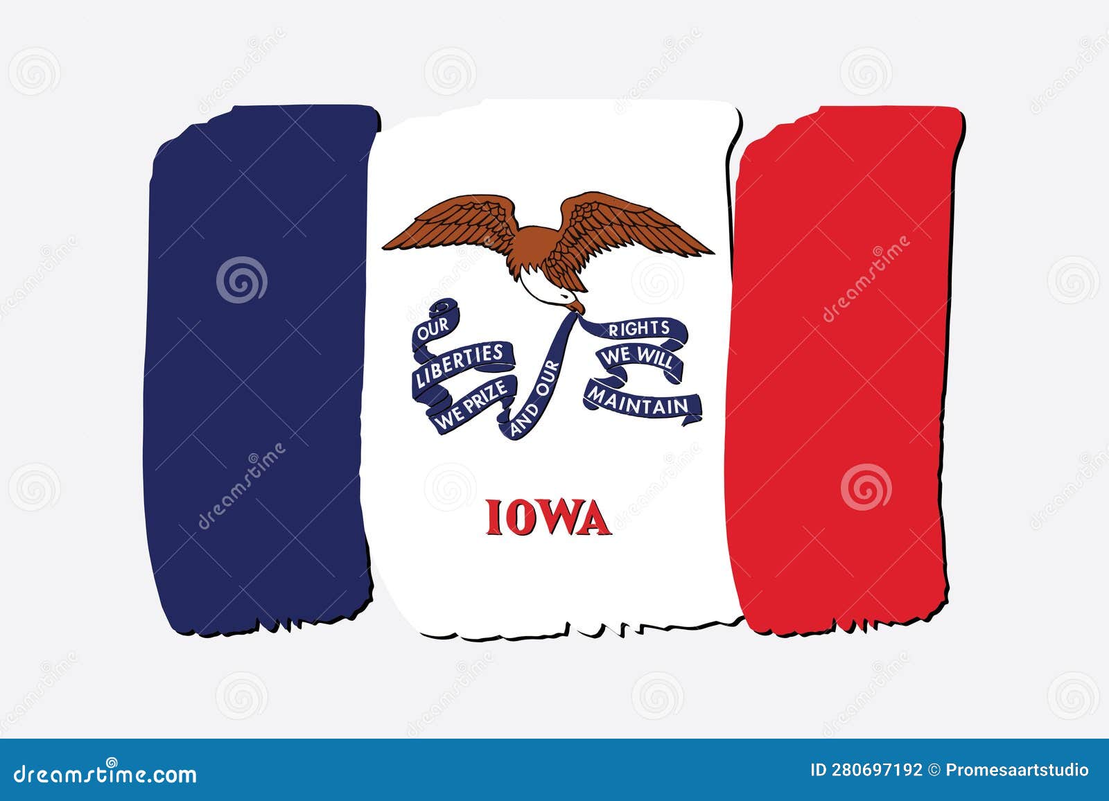 Iowa State Flag with Colored Hand Drawn Lines in Vector Format Stock ...