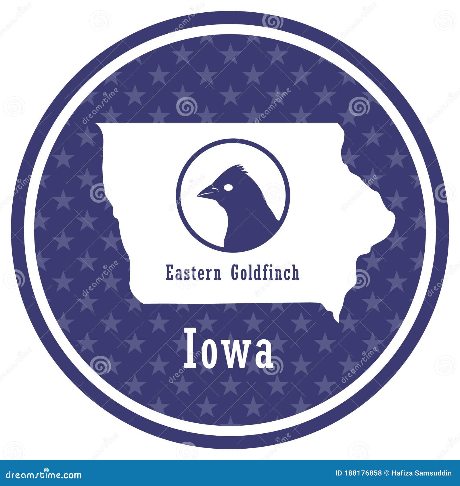 Iowa State Map with Eastern Goldfinch. Vector Illustration Decorative ...