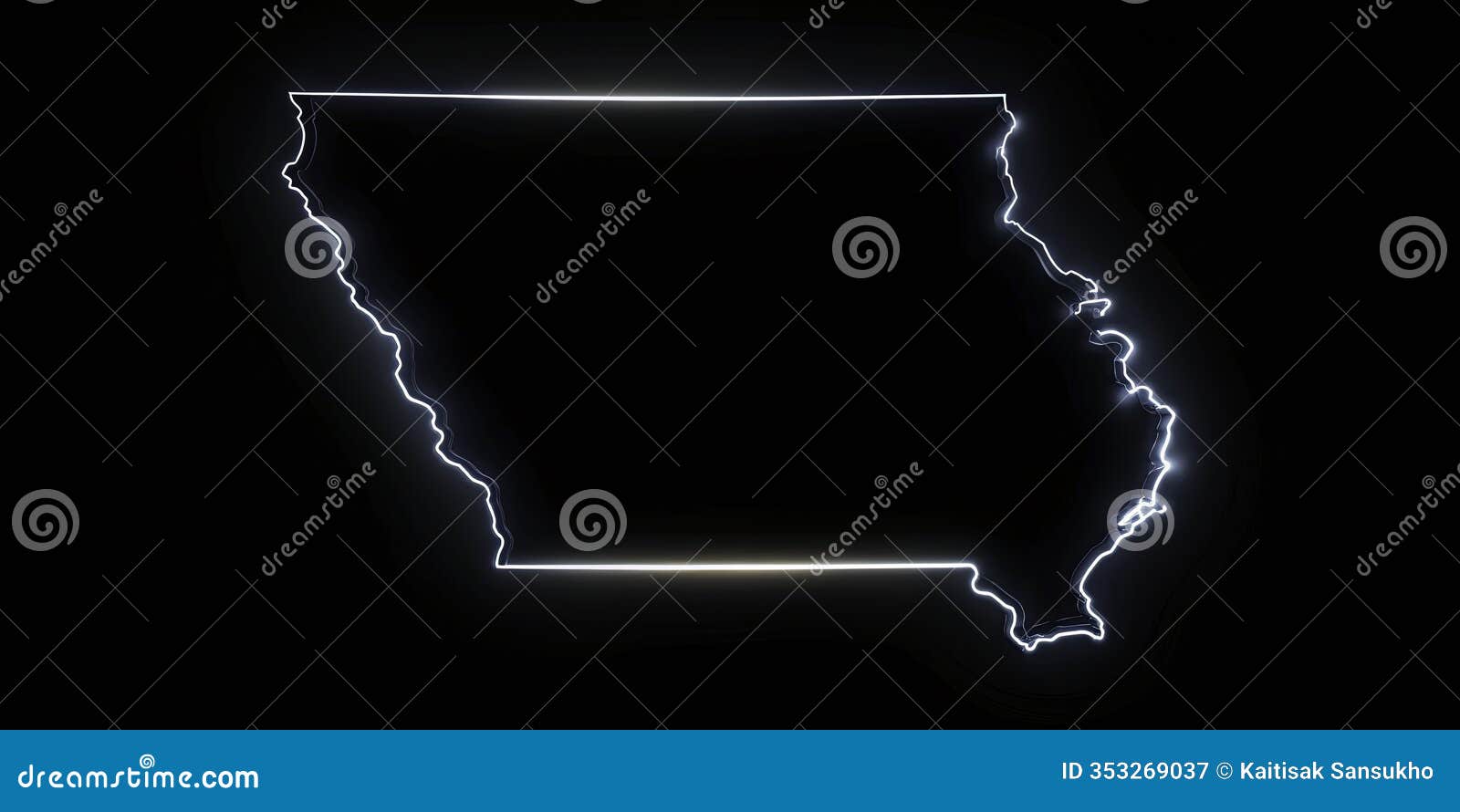 Iowa Black Outline Map. State Of USA Cartoon Vector | CartoonDealer.com ...