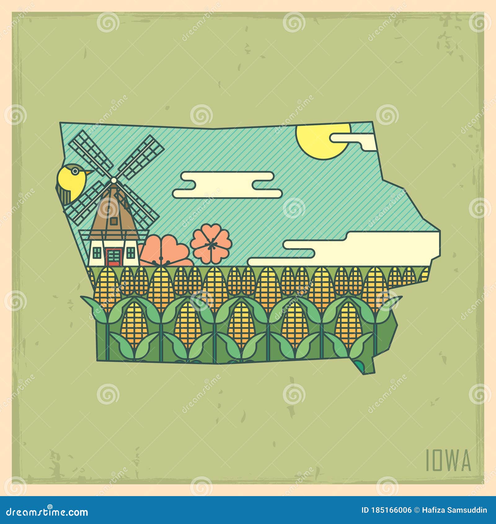 Iowa State Map. Vector Illustration Decorative Design Stock Vector ...