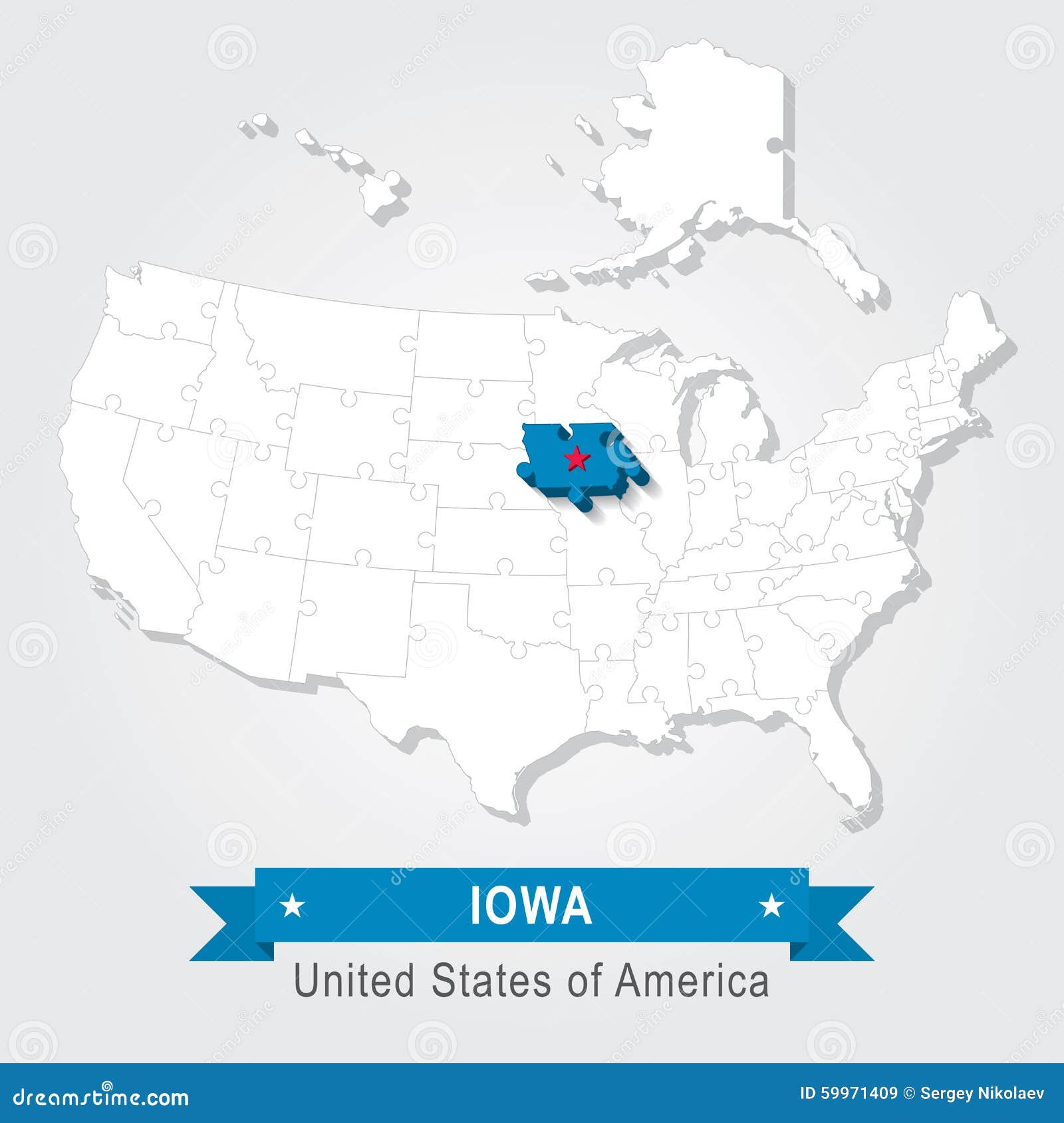 Iowa State. USA Administrative Map. Cartoon Vector | CartoonDealer.com ...